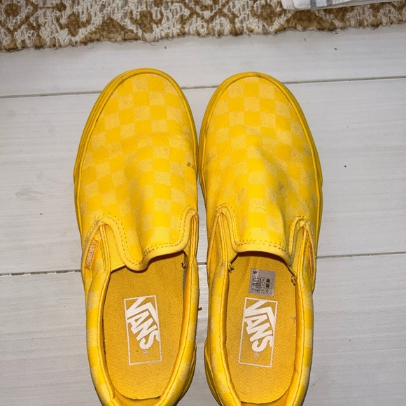 Vans | Shoes | Yellow Checkered Vans Mens 65 And Womans 8 Worn About 3 ...